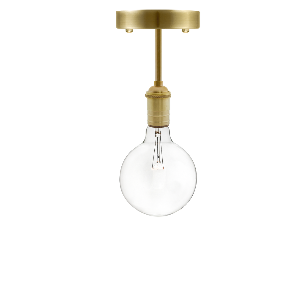 Long Flush Mount: Brass Clear Globe – Hangout Lighting